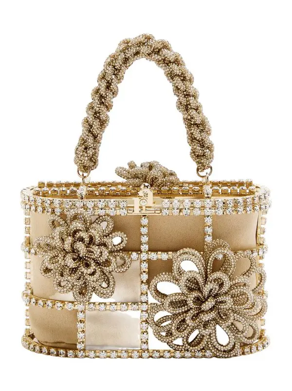 Rosantica Mini Holli Timo Crystal-embellished Top Handle Bag - Gold