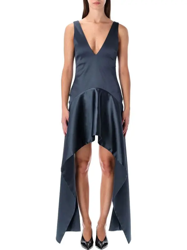 JW Anderson V-neck Draped Mini Dress - Steel Blue