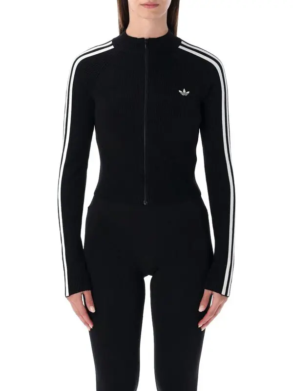 Adidas Originals By Alexander Wang Adicolor 3-stripes Slim Knit Track Top - Black