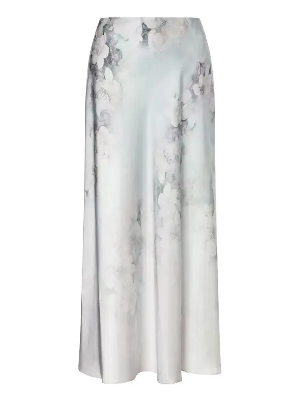 Alberta Ferretti Floral Print Midi Skirt - Blue