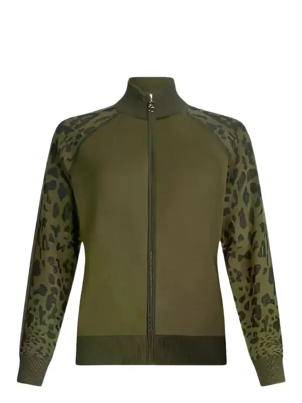 Liu Jo Leopard-print Zip-up Sweater - Green