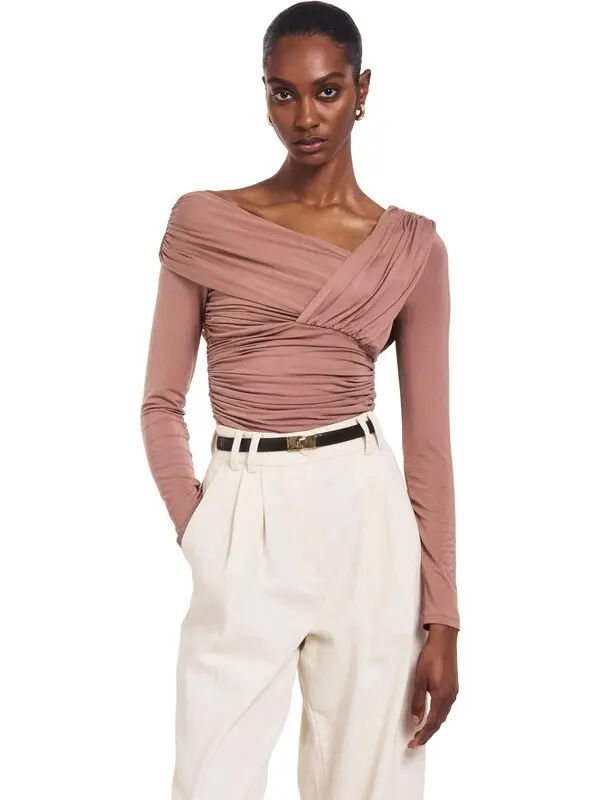 NINETY PERCENT Corey Ruched Micromodal Top - Sandalwood