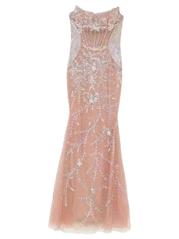 Holland & Holland Crystal-embellished Strapless Dress - Neutrals