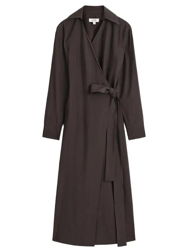 Cos Modal Blend Midi Wrap Dress - Brown