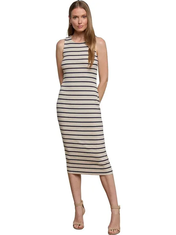 L'Agence Nura Midi Tank Dress - Oat/navy Stripe
