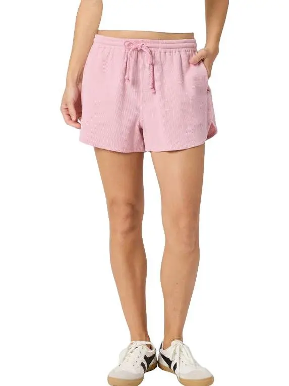 ALL IN FAVOR Waffle Knit Dolphin Hem Shorts - Mauve