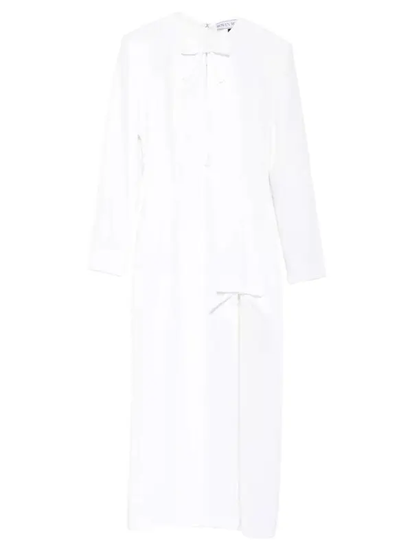 ROWEN ROSE Bow-detail Side-slit Maxi Dress - White
