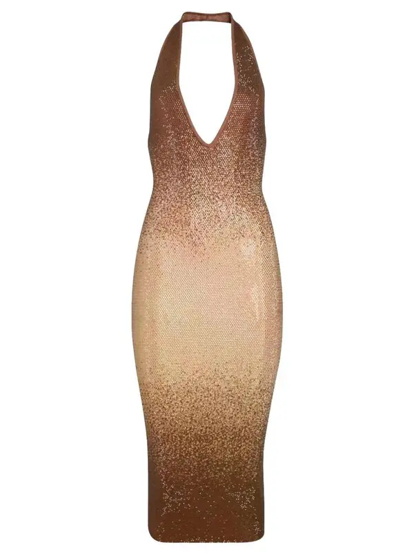 Retrofete Aviana Embellished Midi Dress - Brown