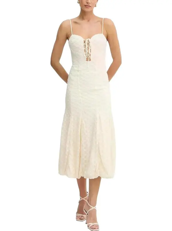 Bardot Floral Lace-up Midi Dress - White