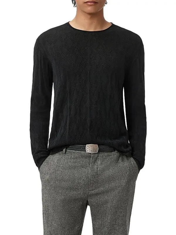 John Varvatos Brycen Argyle Texture Sweater - Black
