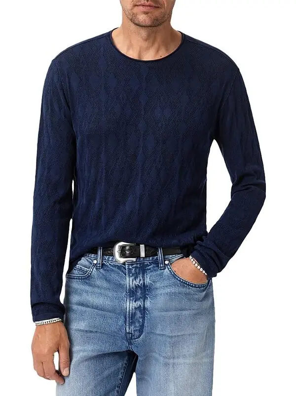 John Varvatos Brycen Argyle Texture Sweater - Navy