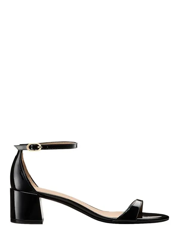 STUART WEITZMAN Nudist Patent Ankle-wrap Low Sandals - Black