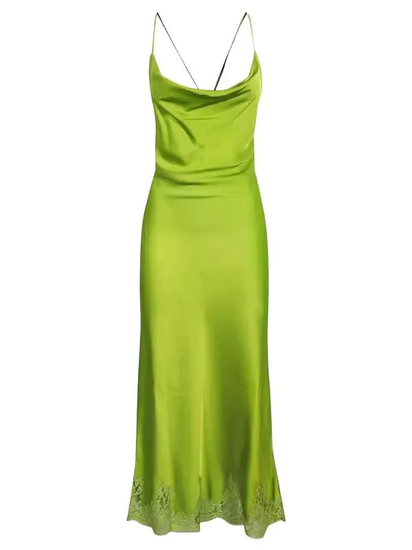 Ermanno Scervino Cowl-neck Lace-trimmed Midi Dress - Green