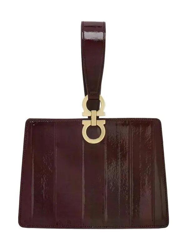 FERRAGAMO Mini Gancini-embellished Geometric Clutch - Red
