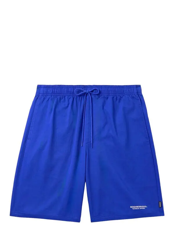 NEIGHBORHOOD Straight-leg Logo-embroidered Cotton-twill Drawstring Shorts - Blue