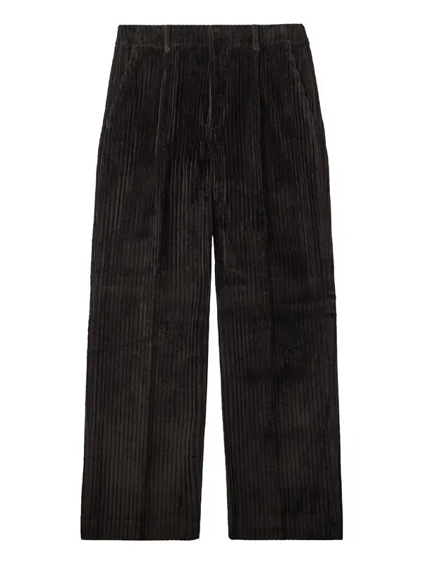 Our Legacy Borrowed Chino Wide-leg Pleated Wool-corduroy Trousers - Brown