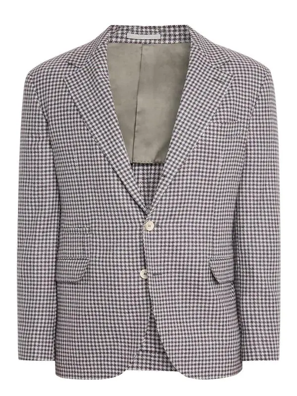 Brunello Cucinelli Houndstooth Wool-blend Sport Coat - Panama And Radish