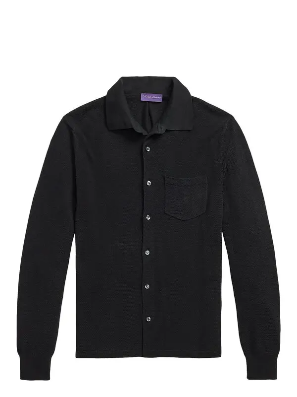 Ralph Lauren Textured Mulberry Silk And Cotton Shirt Sweater - Black