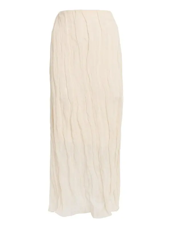 Brandon Maxwell James Crinkled Cotton Midi Skirt - Oyster