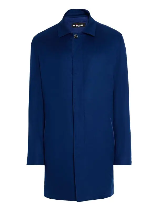 Kiton Cashmere Overcoat With Hidden Zip Closure - Beige