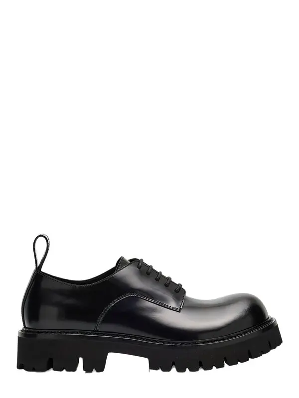 Moschino Leather Derby Shoes With Lug Sole - Black