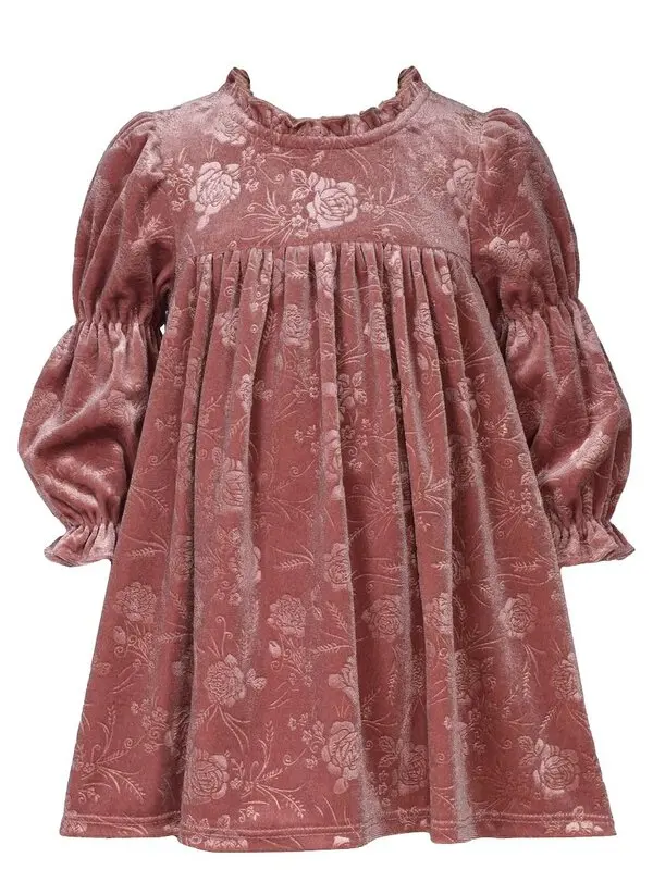 IRIS & IVY Velvet Babydoll Dress - Rose