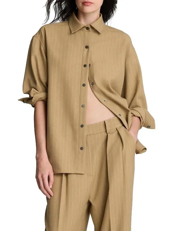 KENNETH COLE Drop Shoulder Boyfriend Shirt - Amber Melange/white