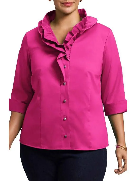 Foxcroft Edith Ruffle Shirt - Pink Tourmaline