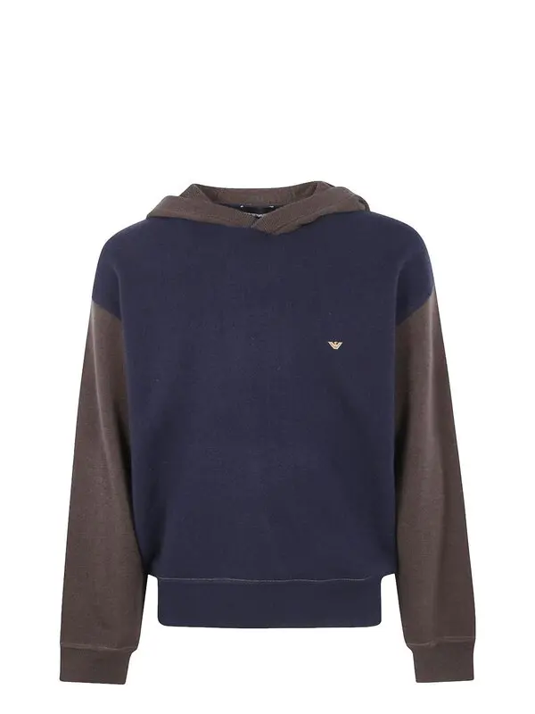 Emporio Armani Hooded Bicolor Sweater - Blue