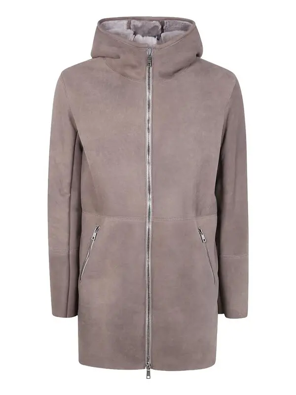 GIORGIO BRATO Mutton Velour Hooded Jacket - Brown