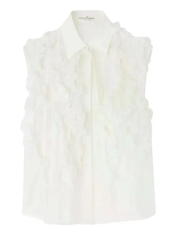Ermanno Scervino Ruffled Sleeveless Shirt - White
