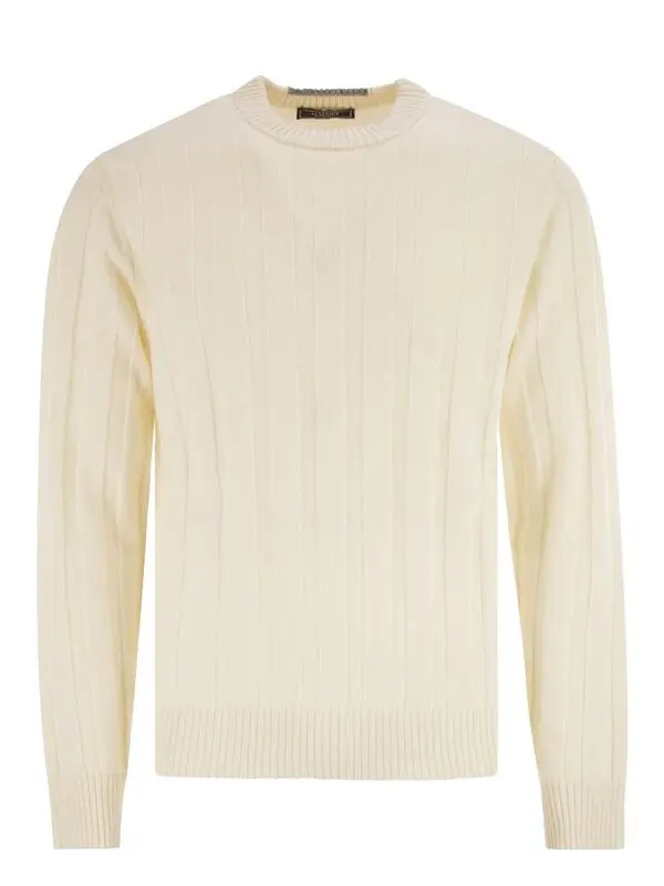 Peserico Wool And Cashmere Ribbed Jumper - Beige
