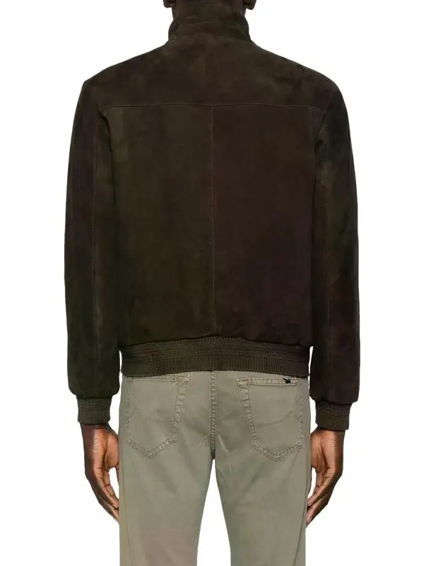 THE JACKIE LEATHERS Zip-front Suede Jacket - Brown