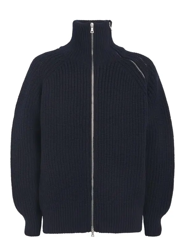 Dries Van Noten Wool-blend Asymmetric-zip Sweater - Black