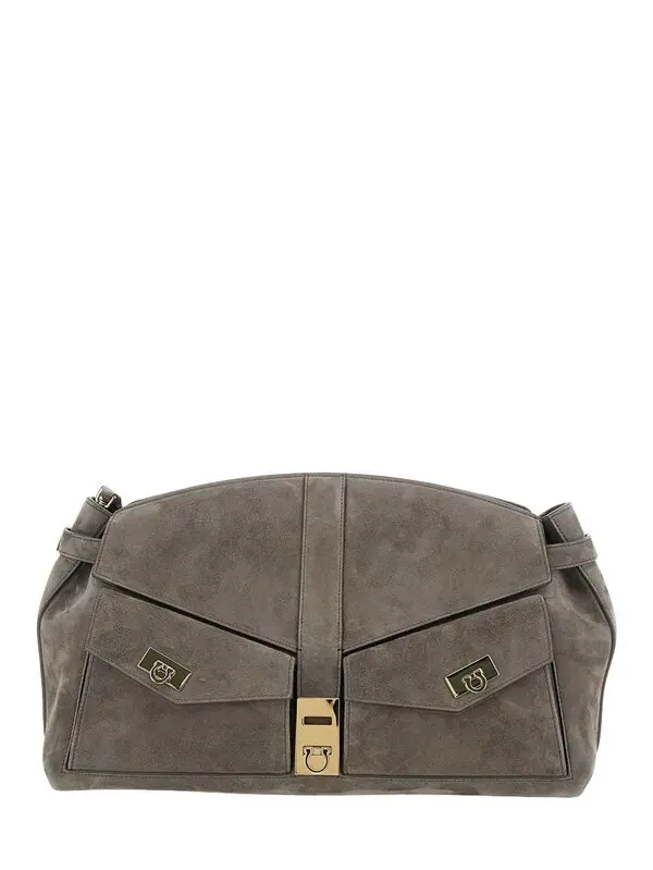 FERRAGAMO Suede Shoulder Bag - Brown