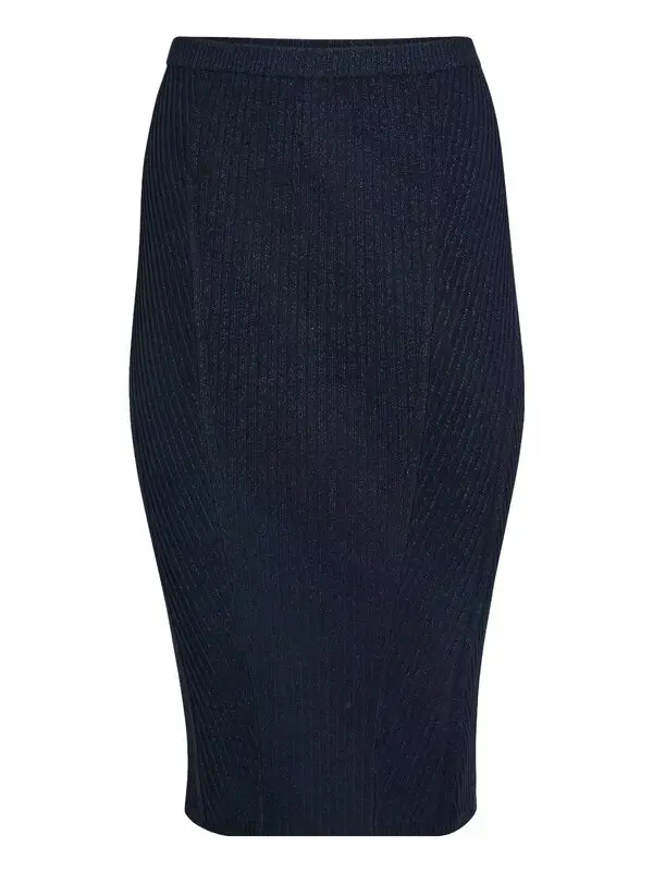 Retrofete Sidra Ribbed Metallic Knit Skirt - Blue