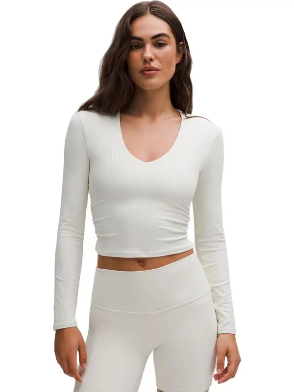 Lululemon All It Takes Ribbed Nulu V-neck Long-sleeve Shirt - Light Ivory