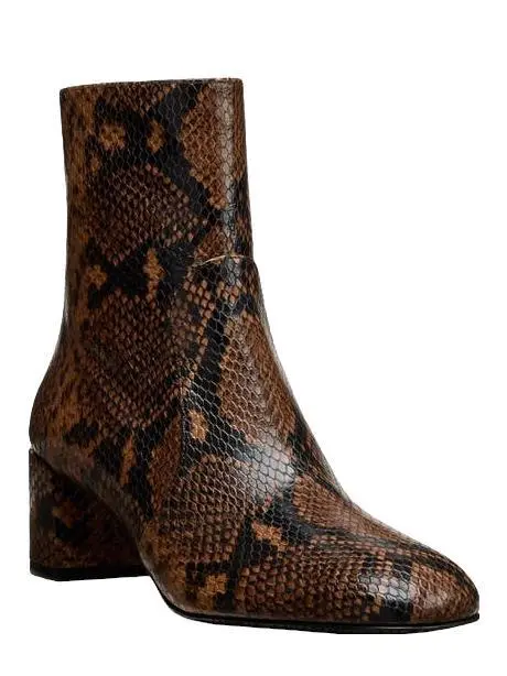 STUART WEITZMAN Maeve Snakeskin Embossed Bootie - Espresso
