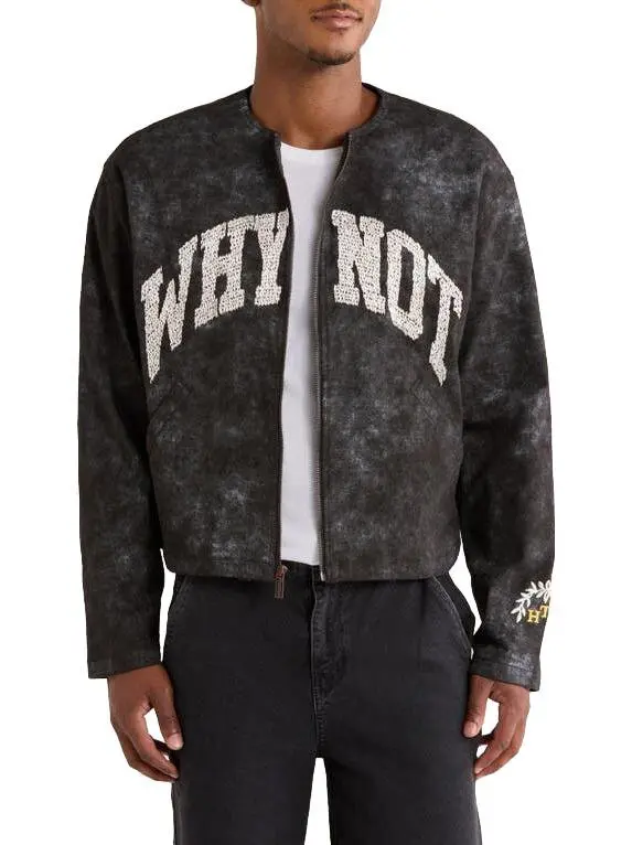 HONOR THE GIFT Washed Twill Zip-up Jacket - Black