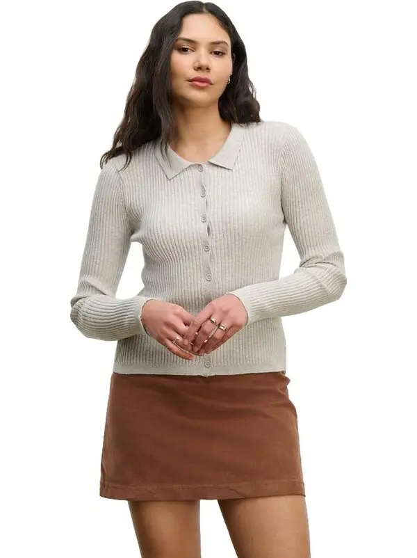 Velvet By Graham & Spencer Nikki Cotton Cashmere Cardigan - Silver / Gray