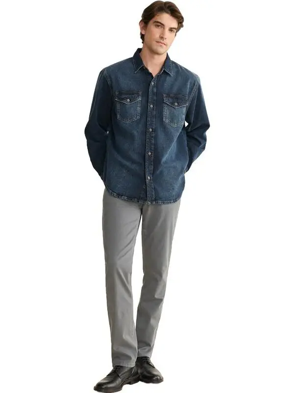 Warp + Weft Ams Slim Fit Twill Pants - Blue