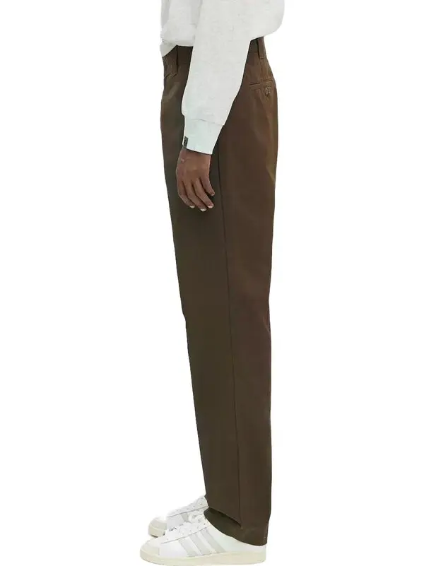 Carhartt Work In Progress Flat-front Logo Patch Trousers - Brown
