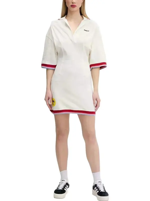BARROW Polo-neck Mini Day Dress With Stripe Trims - Neutrals