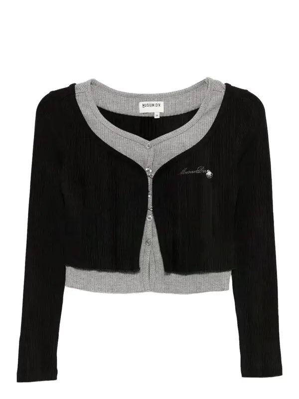 MUSIUM DIV. Embroidered-logo Layered Top - Black