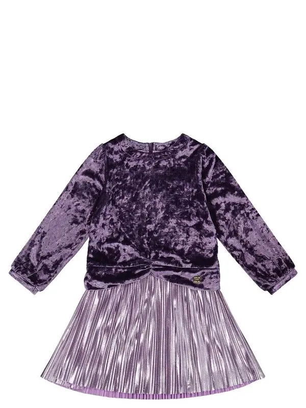 DEUX PAR DEUX Velour And Jersey Dress - Purple Gray