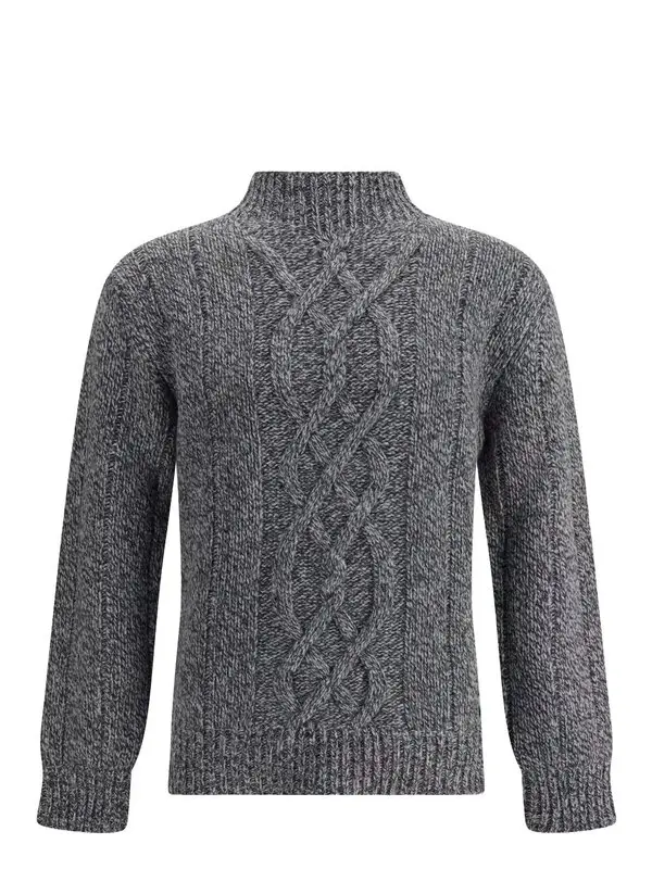 BROOKSFIELD Cable-knit High-neck Sweater - Grey