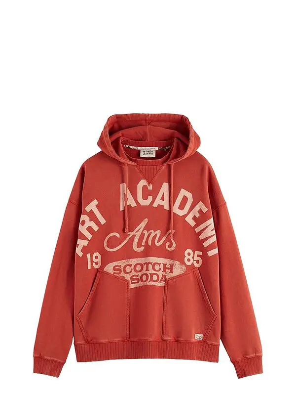 Scotch & Soda Relaxed Fit Wash Art Hoodie - Ketchup