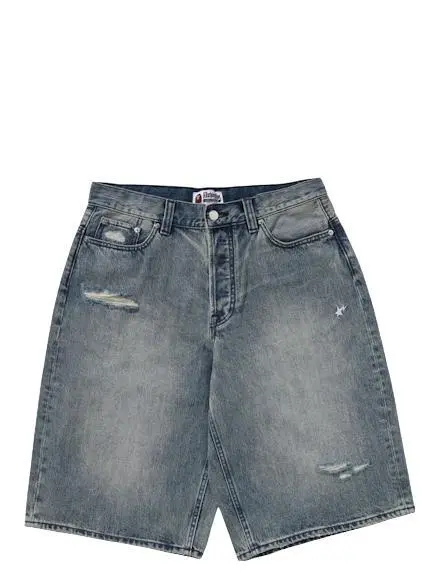 BAPE Relaxed Fit Denim Shorts - Light Indigo