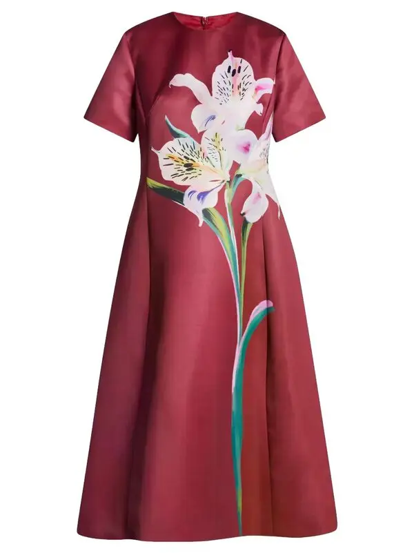 LEO LIN Caroline Floral-print Short-sleeve Dress - Red