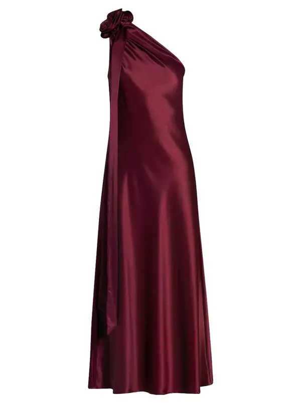 VASILIKI Rose-embellished One-shoulder Maxi Dress - Red